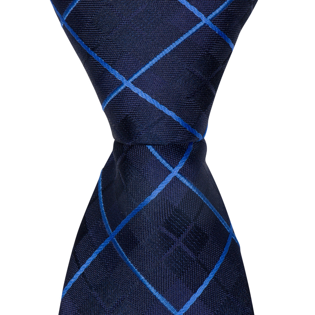 B7 - Navy with Thin Light Blue Geometric - Standard Width – The ...