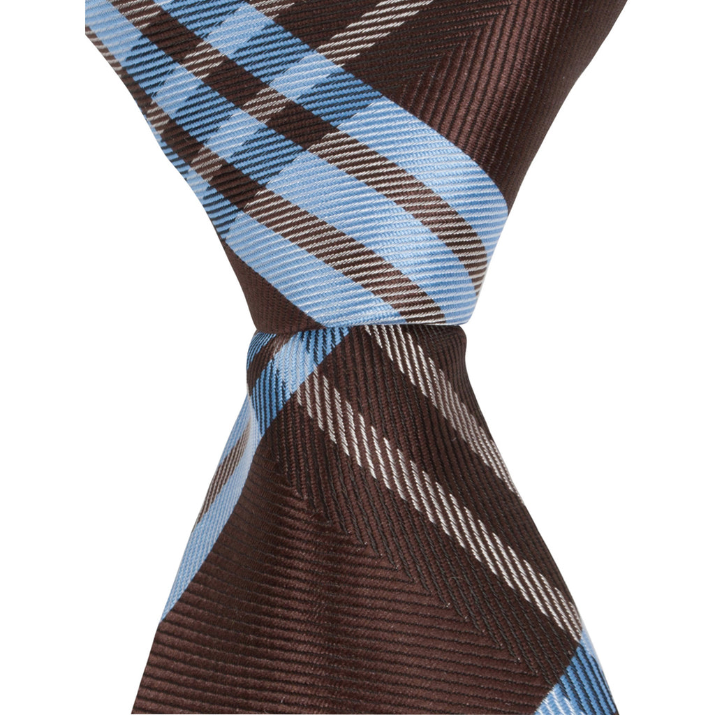B10 - Mocha/Blue Plaid - Varied Widths – The Matching Tie Guy